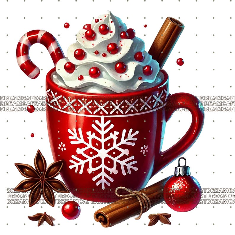 16 PNG Set 4 Hot Chocolate Clipart, Watercolor Hot Cocoa PNG, Christmas ...