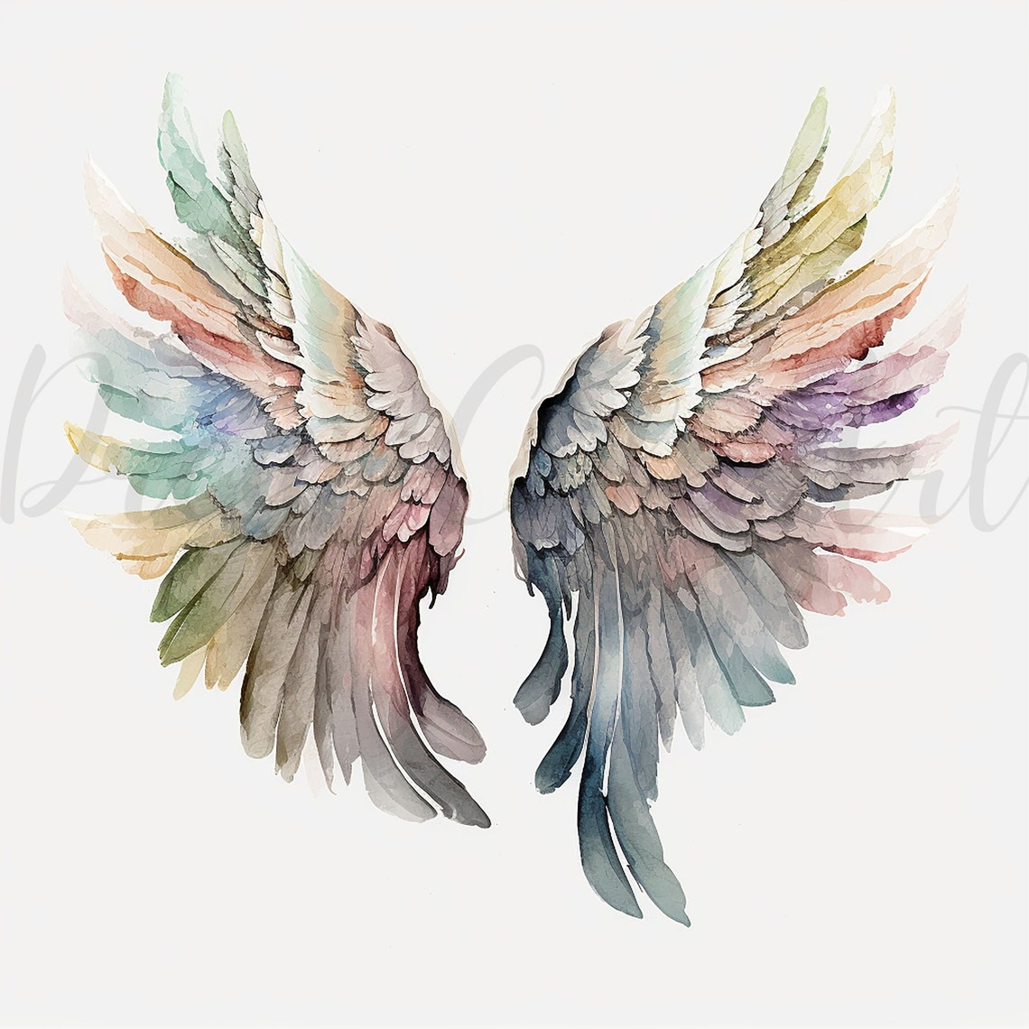10 Angel Wings Watercolor Clipart Jpgs High Quality Digital - Etsy UK