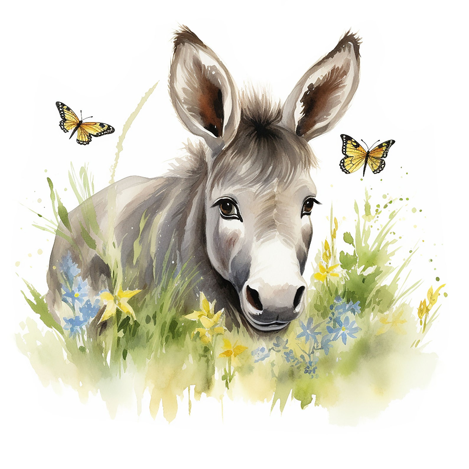 12 Happy Donkeys Clipart, Donkey Clipart, JPG, Commercial Use,digital ...