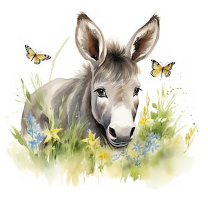 12 Happy Donkeys Clipart, Donkey Clipart, JPG, Commercial Use,digital Download, Card Making ...