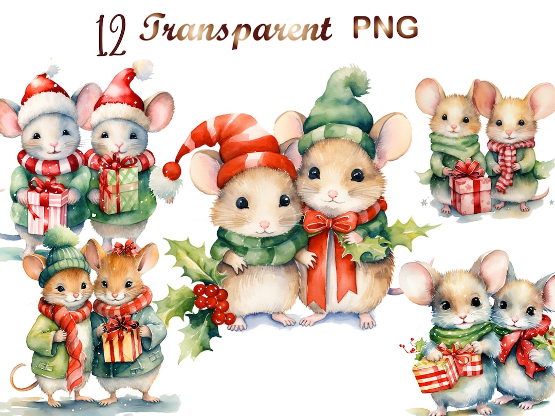12 Christmas Mouse PNG, Xmas Mouse Png, Mouse Clipart, Mouse ...
