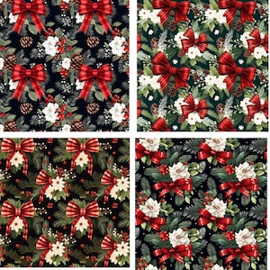 16 Seamless Watercolor Winter Digital Paper Pack,bows Christmas ...