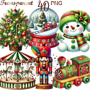 40 PNG Christmas Toys Presents Clipart Bundle, Set 1, Festive Gift ...