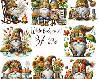 Fall Gnome Clipart Bundle, Autumn Gnome Clipart, Autumn Clipart, Cute ...