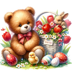 20 PNG Easter Teddy Bear Clipart Bundle, Easter Clipart, Easter Png ...