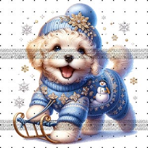 20 Jpgs, Winter Puppy Dog Clipart, Commercial Use, Watercolor Clipart ...