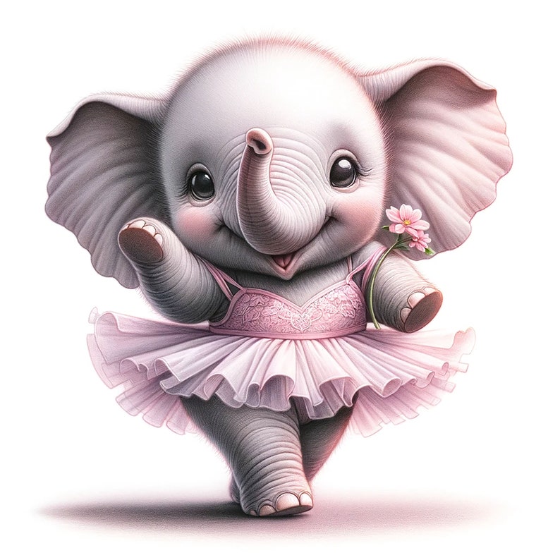 9 PNG/JPG, Watercolor Ballerina Elephant Clipart, Ballet Elephant in ...