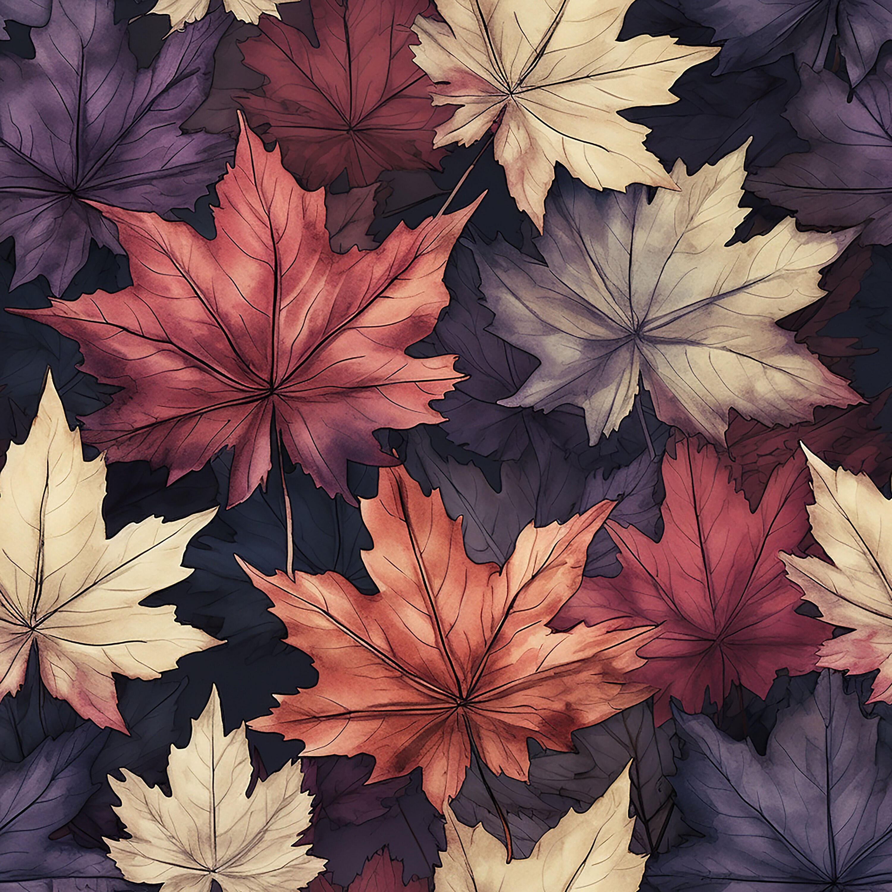 24 Seamless Autumn Flowers Digital Paper,leaves Seamless,autumn Floral ...