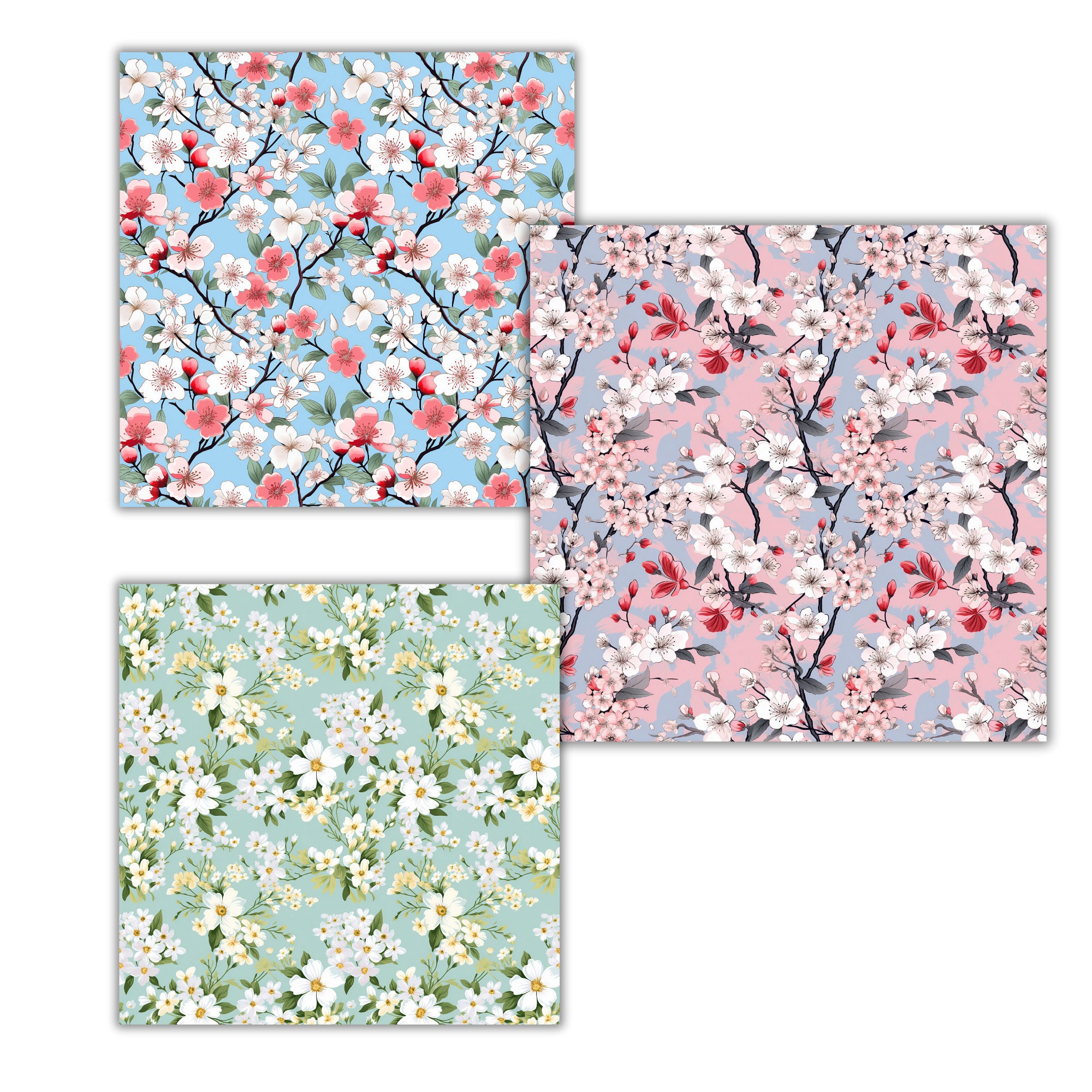 30 Vintage Cherry Blossom Paper Seamless,digital Paper Pack,cherry ...