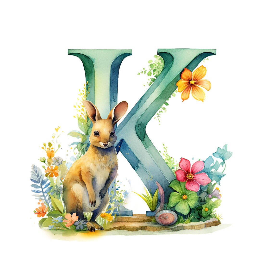 28 Cute Animal Alphabet Digital Watercolor Clipart, High-resolution ...