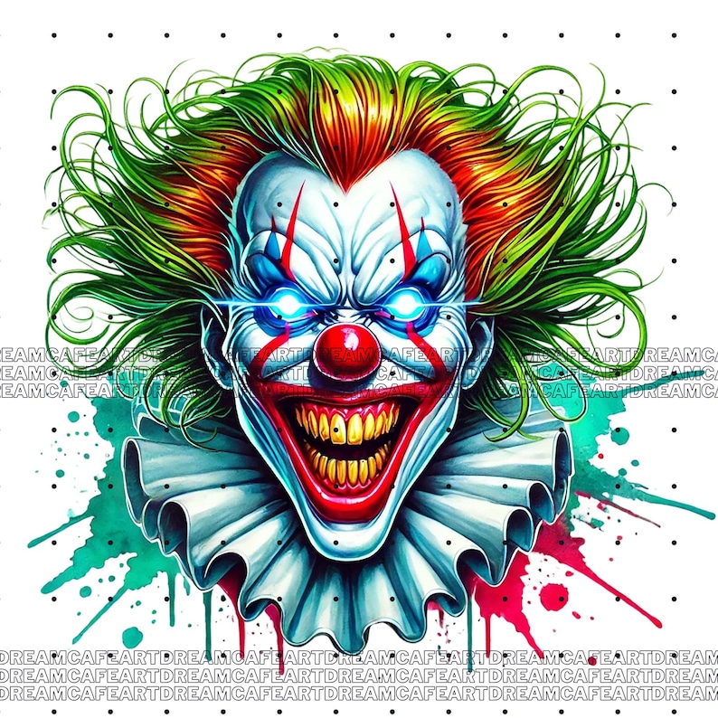 30 PNG Set 1 Psycho Clowns Clipart, Creepy Clown Graphics Designs ...