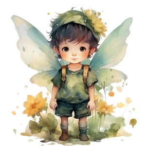 12 Fairy Boys Watercolor Clipart Art Set, Tooth Fairy Boy PNG ...