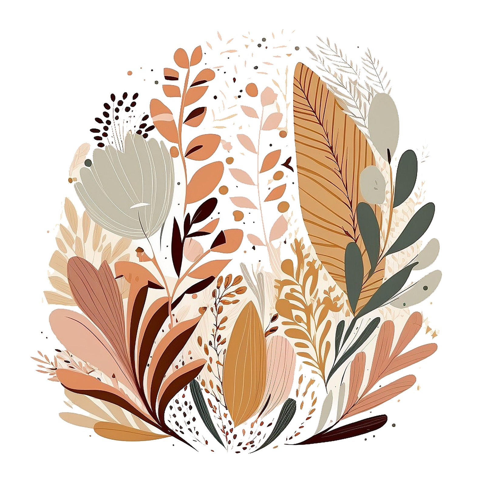 10 Boho Flowers Clipart, Boho Clipart, Jpgs, Commercial Use, Digital ...