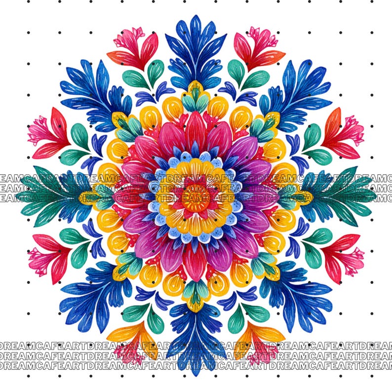 50 PNG Mexican Mandala Clipart Bundle, Aztec Mexican Flowers Clipart ...