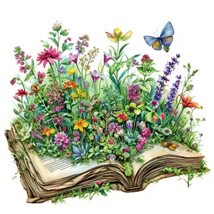 25 Spring Flowers Books Clipart Jpgs, Commercial Use, Garden Books ...