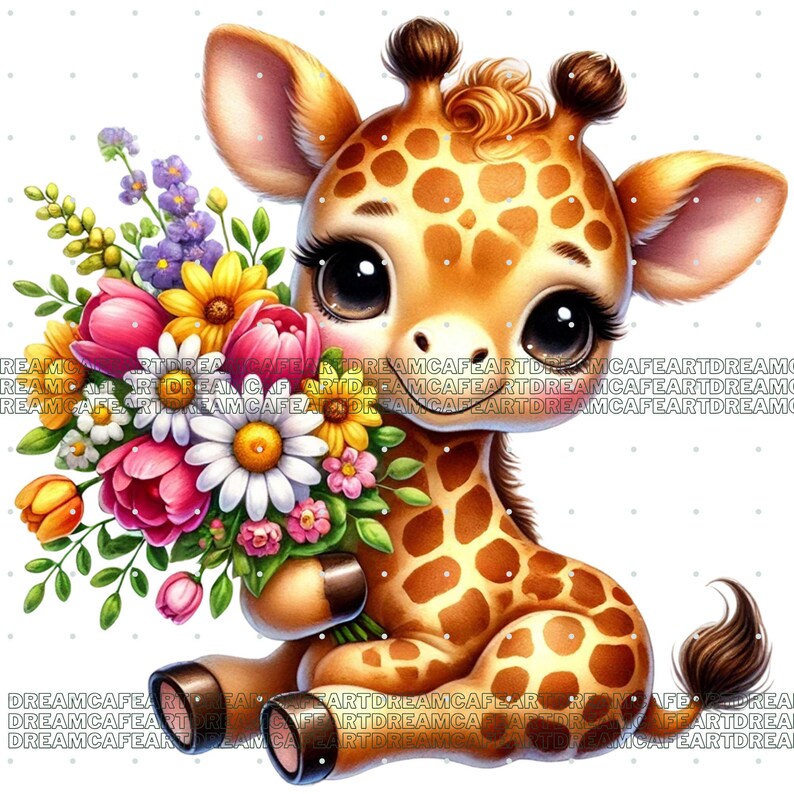 60 PNG Cute Baby Giraffe Clipart Bundle – Watercolor Giraffe ...