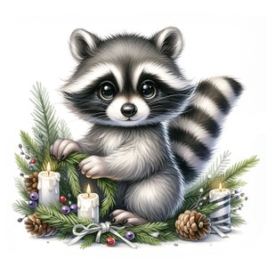 28 JPG, Christmas Raccoon Clipart Bundle, Raccoon Clipart, Happy ...