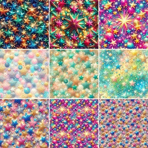 21 Seamless Stars Digital Paper,jpgs,stars Background,magical Rainbow ...