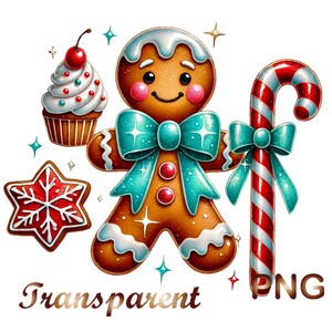 Gingerbread Man Clipart Bundle, 110 PNG Christmas Clipart, Festive ...
