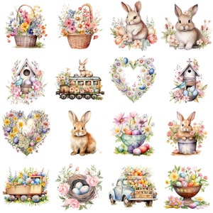 51 Rustic Easter Spring Clipart PNG, Spring Easter, Farmhouse Garden ...