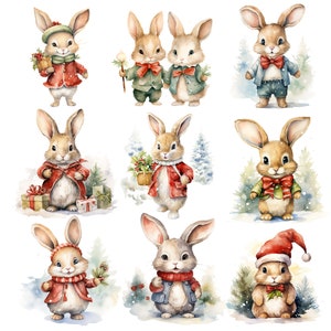 50 Christmas Bunny PNG, Xmas Bunnies Png, Bute Bunny Clipart, Bunny ...