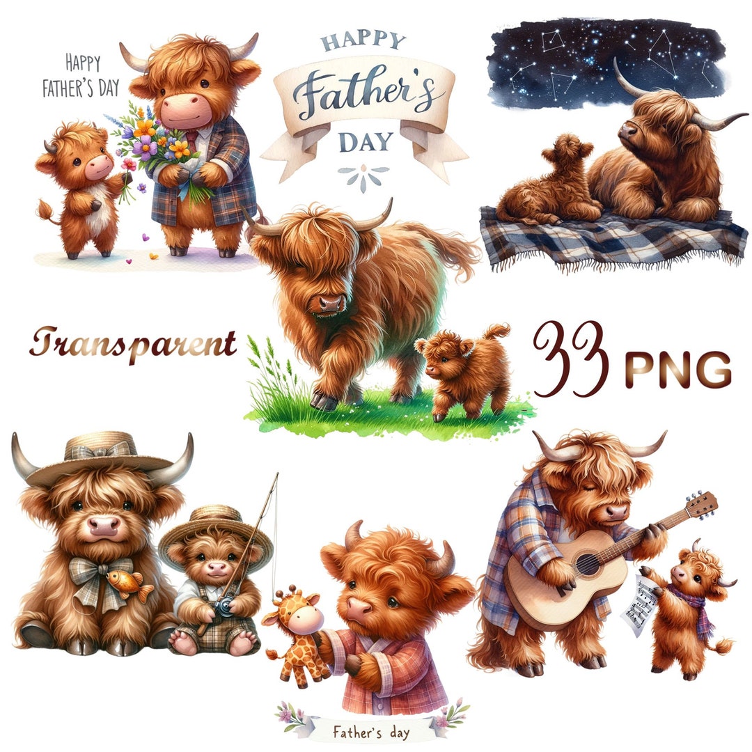 33 PNG Fathers Day Highland Cow Clipart, Fathers Day Clipart, Fathers ...