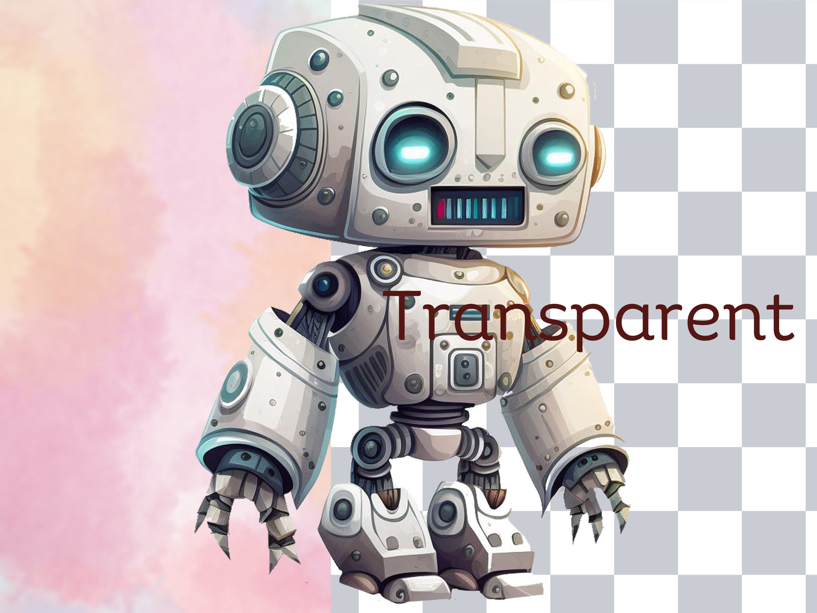 11 Watercolor Robot Clipart,png, Cute Robot Clipart, Robot Clip Art ...