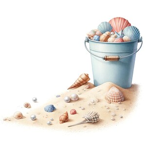 32 Jpgs Watercolor Nautical Collection Clipart, Beach Clipart Bundle ...