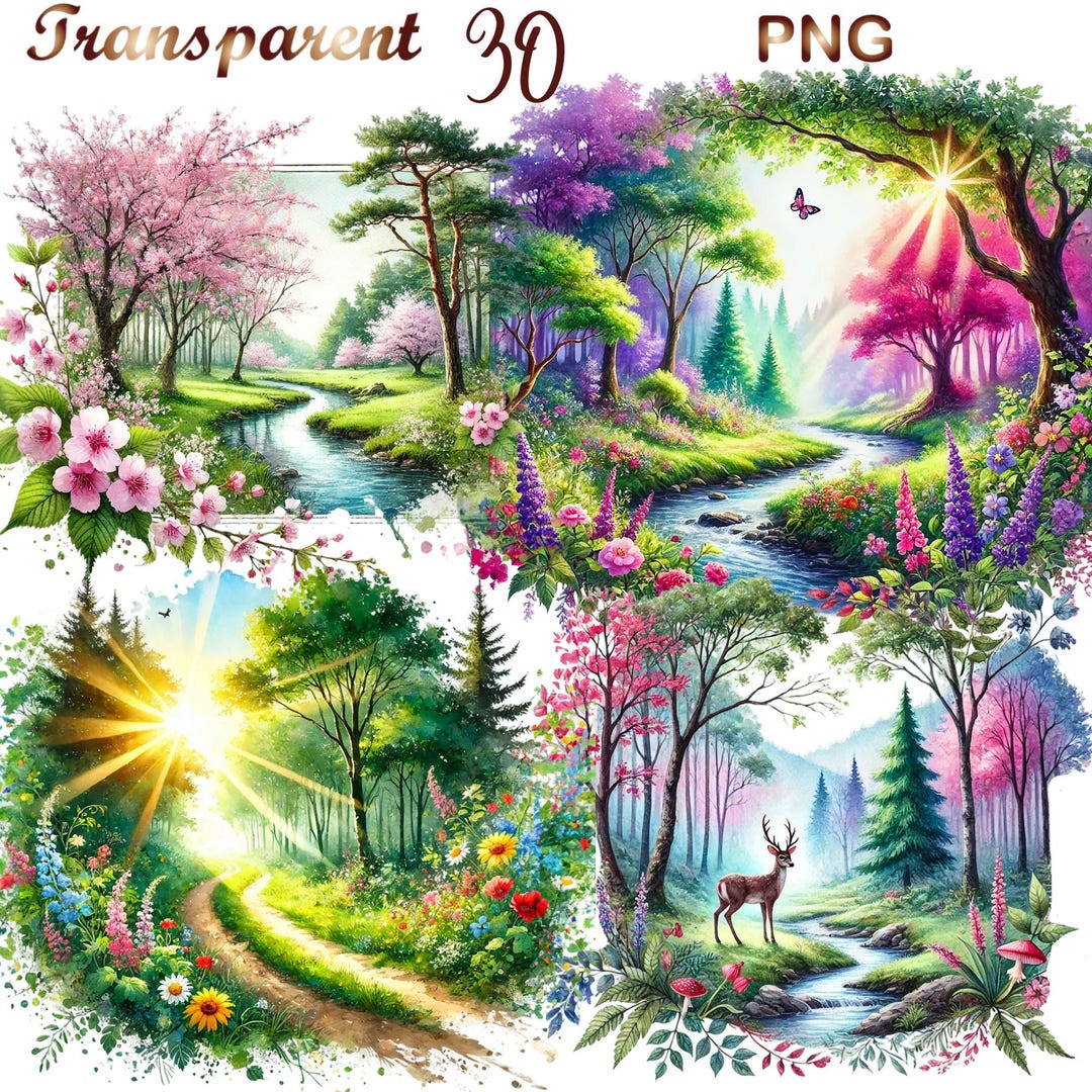 30 PNG Magical Forest Landscape Clipart Bundle,set 3,forest Landscapes ...