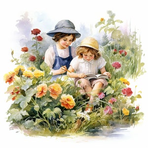 50 Jpgs, Spring Flowers Clipart, Spring Garden Clipart, Digital Paper ...