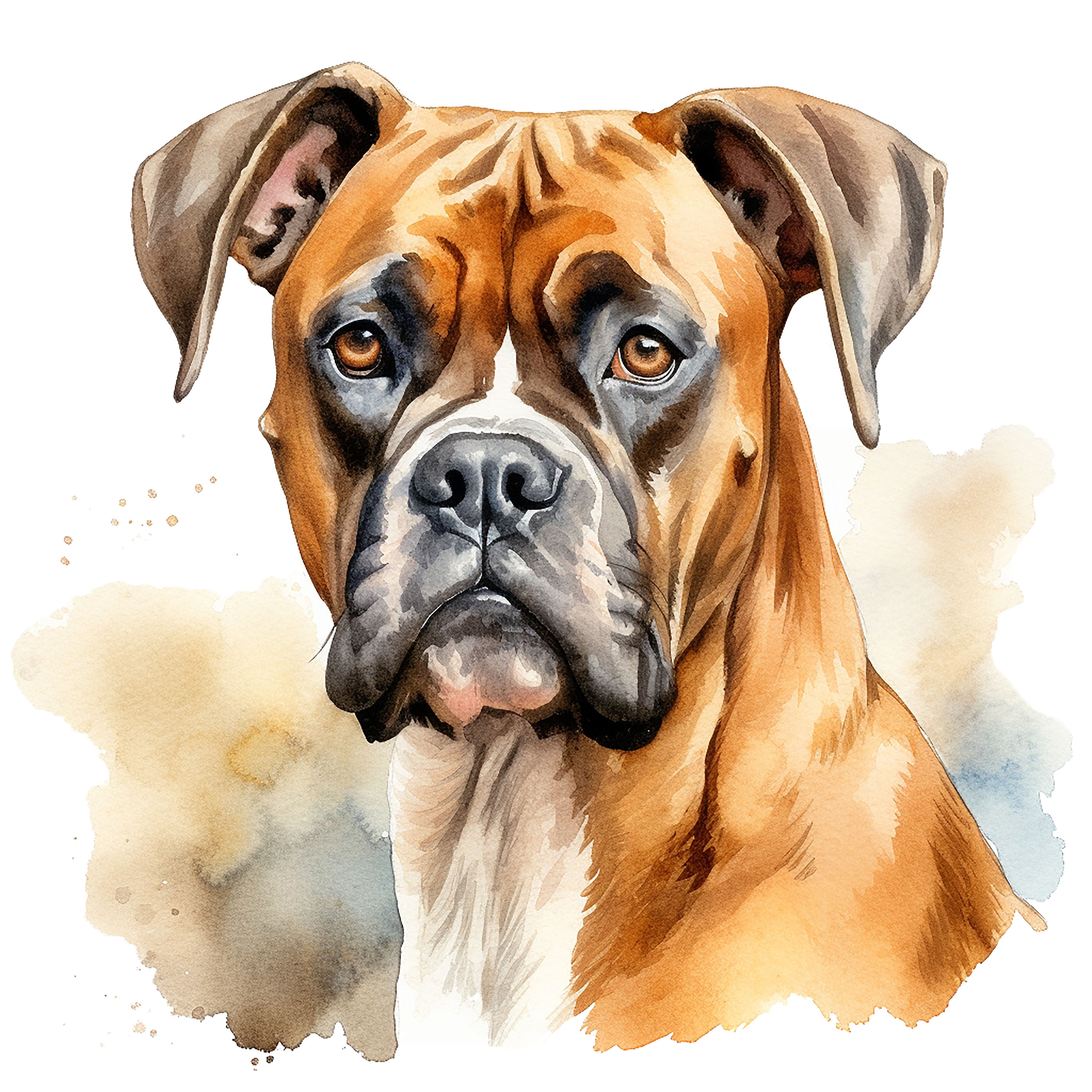 20 Watercolor Boxer Dog Clipart PNG, Miniature Dog Clipart, Boxer Dog ...