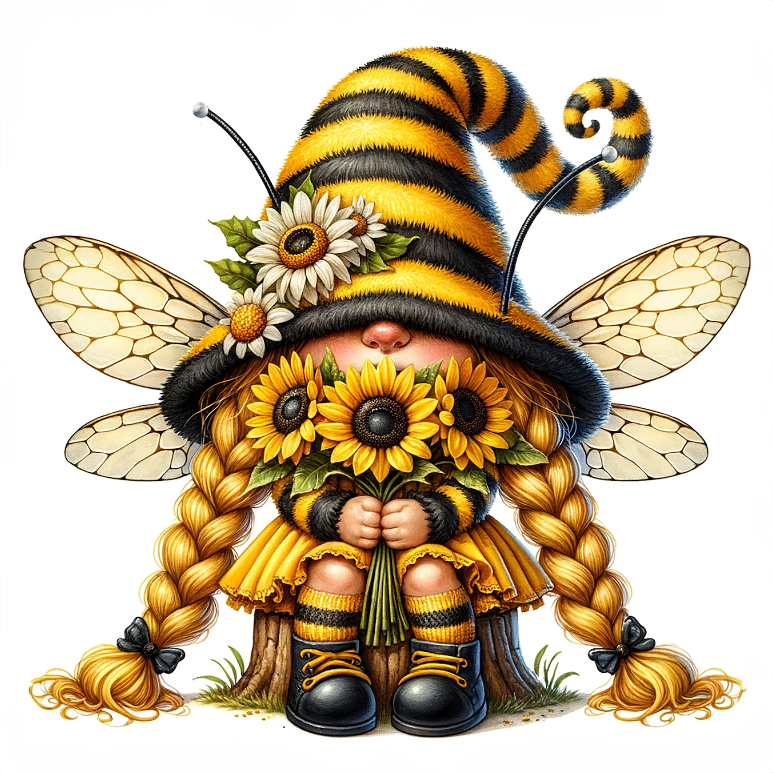 41 JPG, Bumble Bee Gnome Girl Bundle, Gnome Clipart, Spring Gnome ...