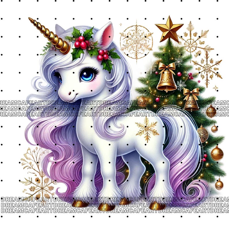 Christmas Unicorns Clipart Bundle 41 PNG, Set 6, Festive Unicorn ...
