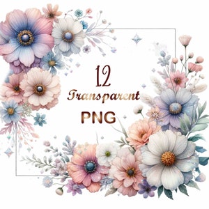 12 Boho Floral Border Png, Floral Border Clipart, Watercolor Floral ...