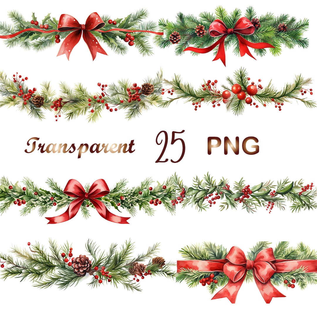 25 PNG, Christmas Garland Clipart, Christmas Border Png, Merry ...