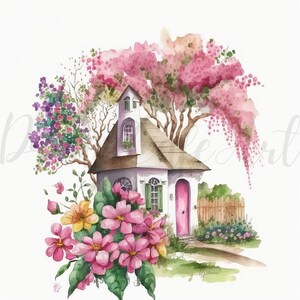 11 Summer Cottages Watercolor Clipart Jpgs Digital Planner - Etsy