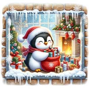 12 Winter Penguin Clipart PNG and JPG, Set 2, Christmas Penguin Clipart ...