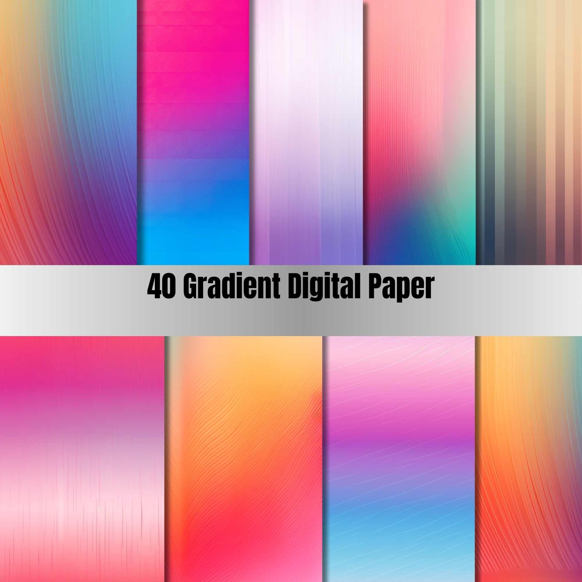 40 Printable Gradient Digital Paper, Gradient Digital Papers, Gradient ...