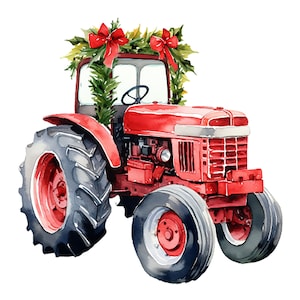 36 Christmas Tractor Clipart, Jpgs, High Quality Jpgs, Digital Download ...