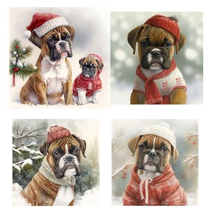 19 Watercolor Christmas Boxer PNG, Digital Clipart PNG, Portrait Boxer ...