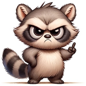 22 JPG, Raccoon Clipart Bundle, Raccoon Clipart, Funny Grumpy Animals ...