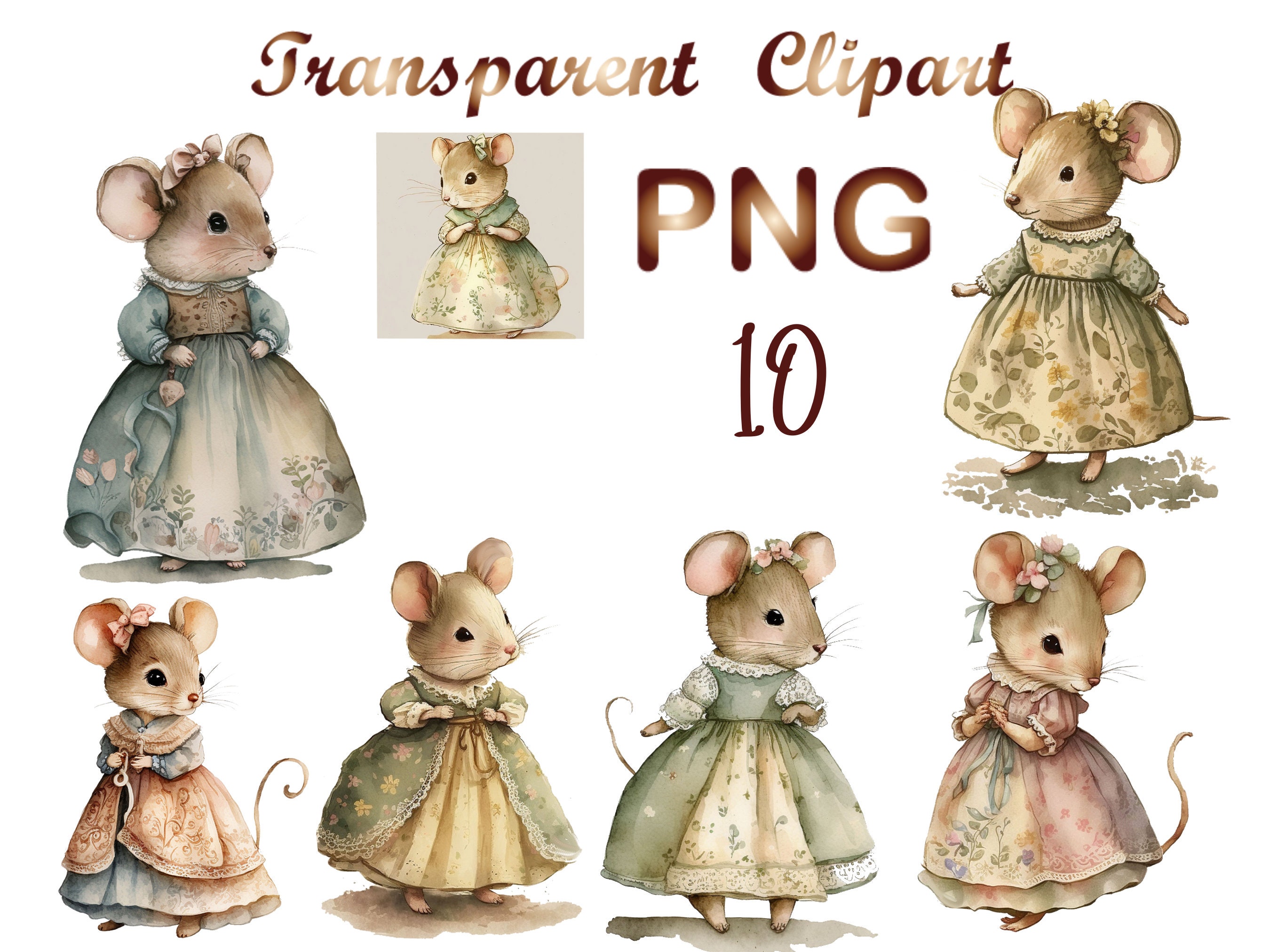 10 Mouse PNG Clipart Victorian Mouse Png Mouse Clipart - Etsy UK