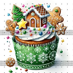 40 PNG, Christmas Cupcakes Clipart Bundle, Set1, Festive Holiday ...