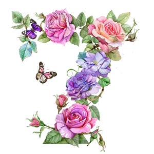 Floral Numbers Clipart Bundle, Roses Numbers Clipart Bundle,roses ...