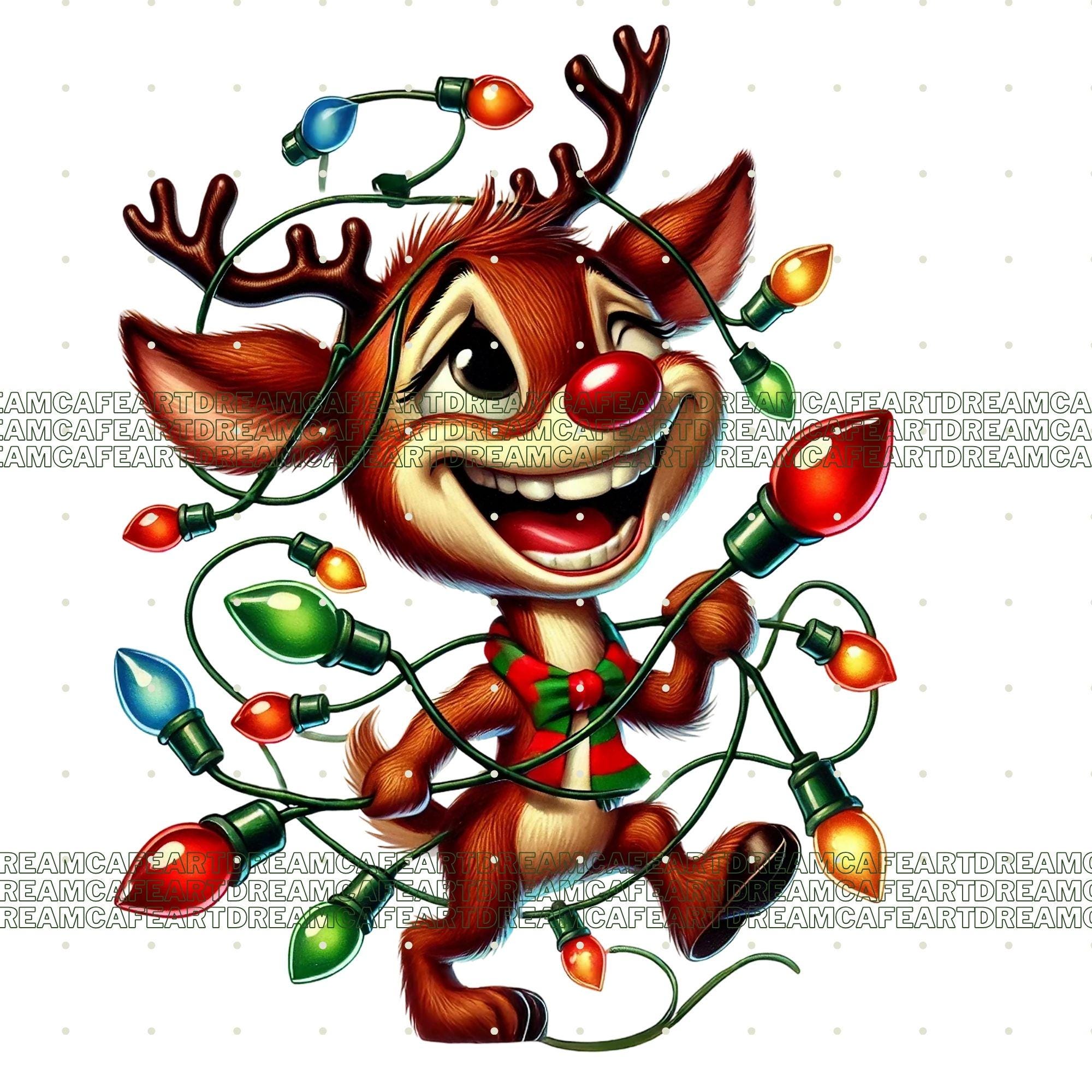 48 PNG Quirky Reindeer Retro Christmas Clipart – Whimsical Christmas ...