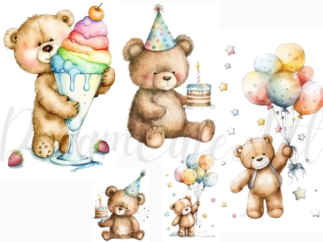 6 Teddy Bear Clipart, Jpgs, Set 8, Commercial Use, Digital Download ...