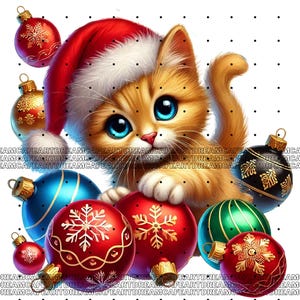 25 PNG Christmas Kitten Clipart Bundle, Set 6, Cute Christmas Cats ...