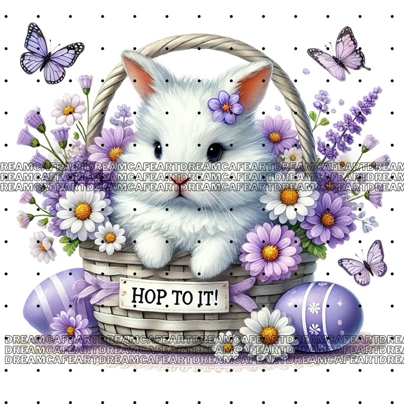 45 PNG Set 2 Easter Bunny Clipart Bundle, Spring Bunny in a Basket ...