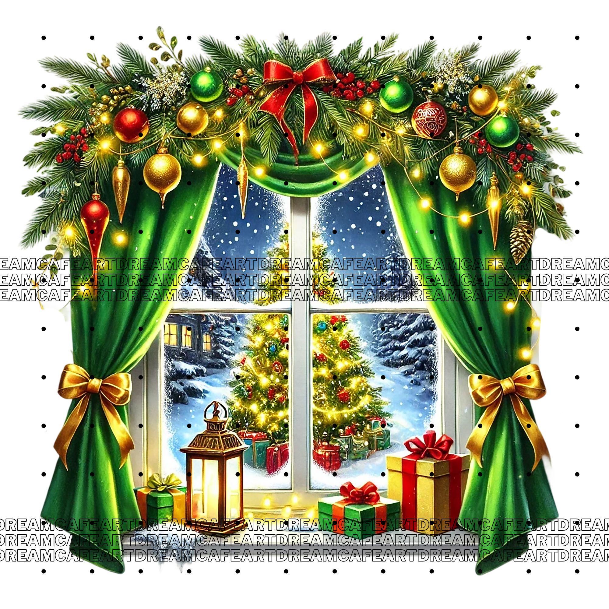 30 PNG Set 3 Christmas Windows Clipart Bundle, Festive Window Scene ...