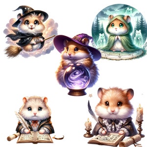 24 PNG, Watercolor Hamster Magician Clipart Bundle, Hamster Clipart ...